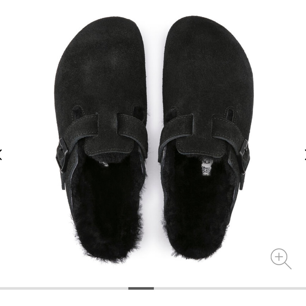 Birkenstock Boston Shearling Suede Leather Black - Gem